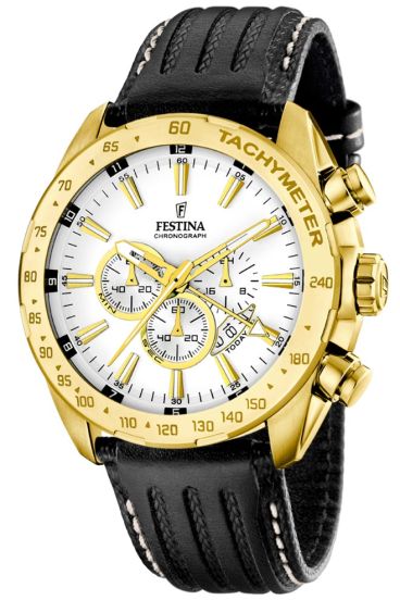 Festina Gold Chrono Black Leather F16879/1 - RIP