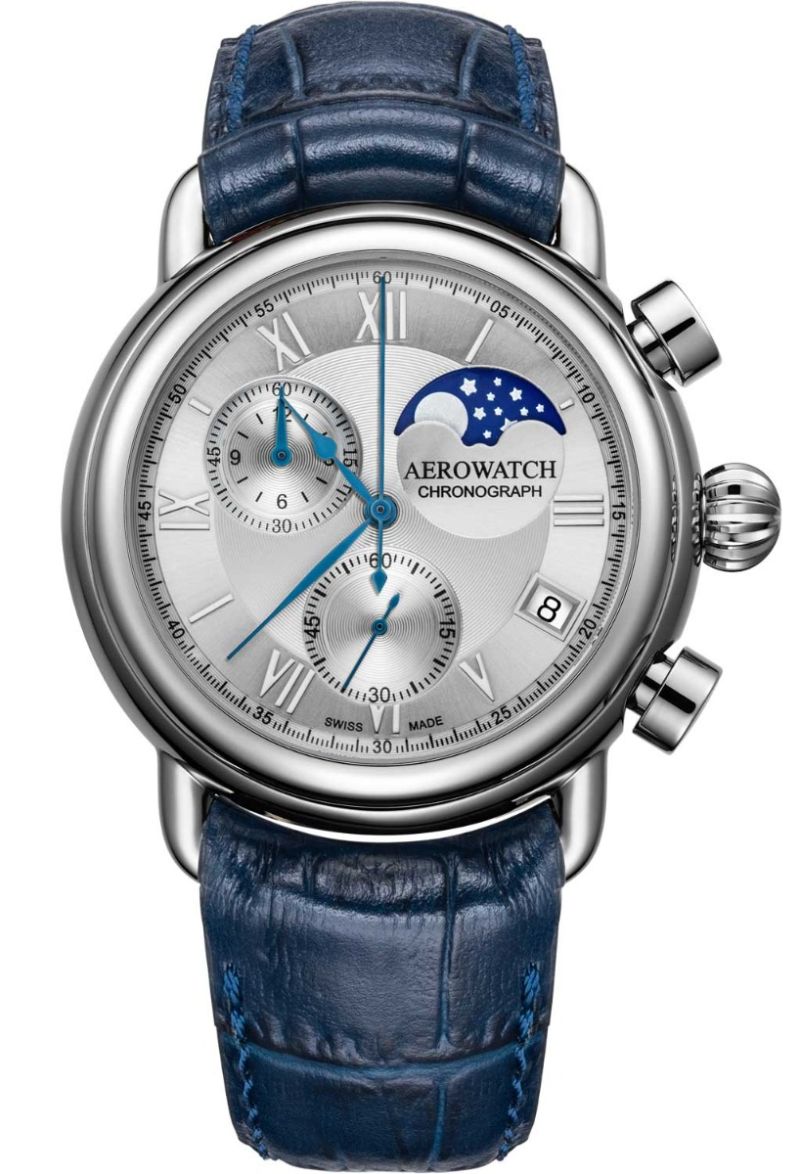 Aerowatch 1942 Moon Phase Chronograph Quartz A 78100 AA03 A 78100 AA03