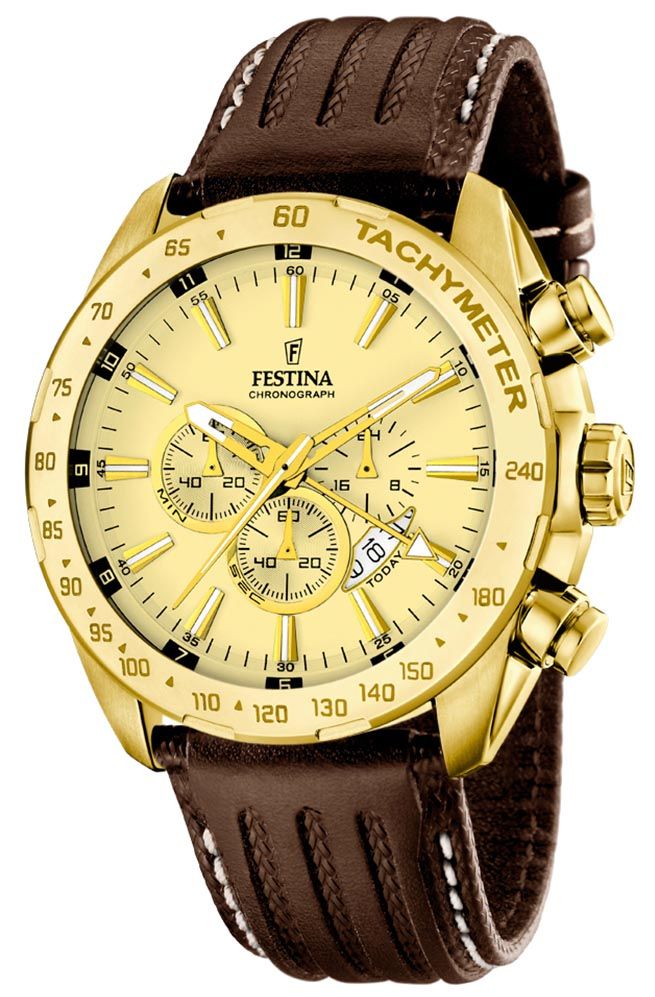 Festina Gold Chrono Brown Leather F16879/2 - RIP