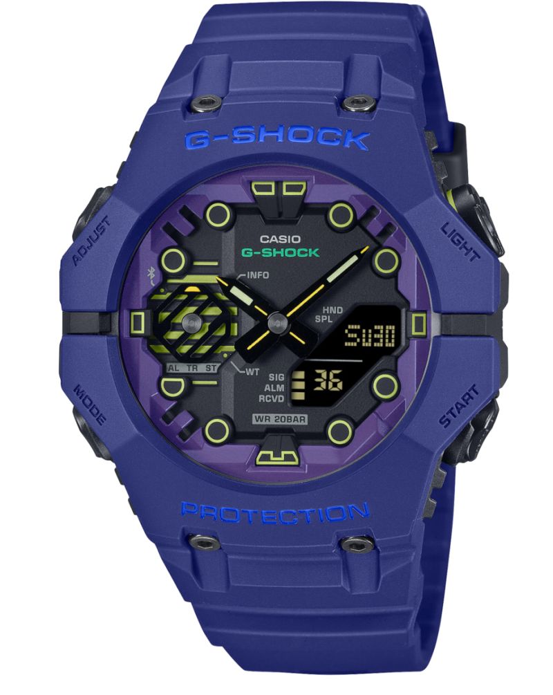 Futuristic G-SHOCK Blue Digital Watch | Carbon Core Bluetooth Connected ...