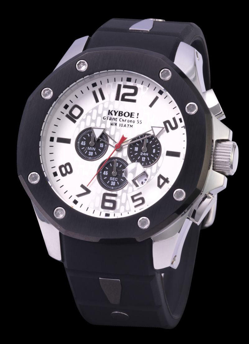 Kyboe Chrono Port Silver/Black White 48MM KPS48-004 - RIP