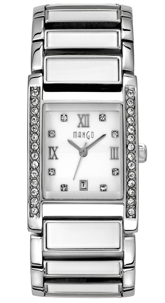 Mango ur til kvinder stål/hvid/sten - A58922S0S